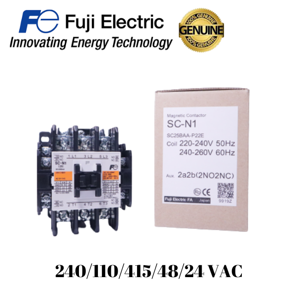 Fuji ( SC-N1 ) 50A 1a1b AC Magnetic Contactor 3Pole 240/110/415/48/24 ...