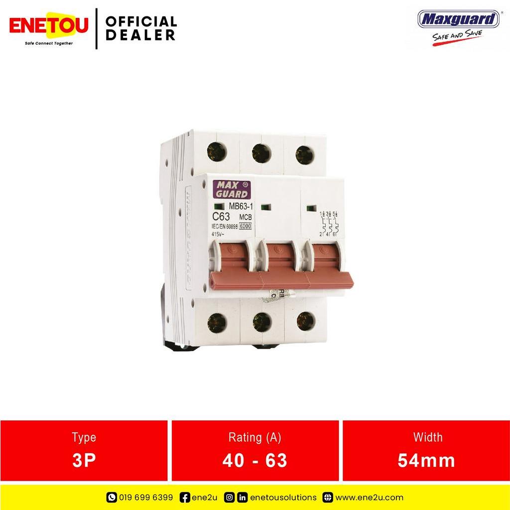 MAXGUARD Miniature Circuit Breakers (MCB) 40A - 63A 3P 6kA | Shopee ...