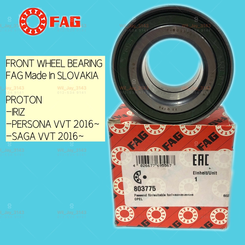 FAG 803775 PROTON IRIZ FRONT WHEEL BEARING MADE IN SLOVAKIA.PERSONA VVT ...