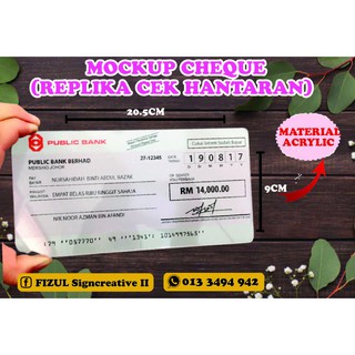 REPLIKA CEK HANTARAN (MOCKUP CHEQUE) | Shopee Malaysia