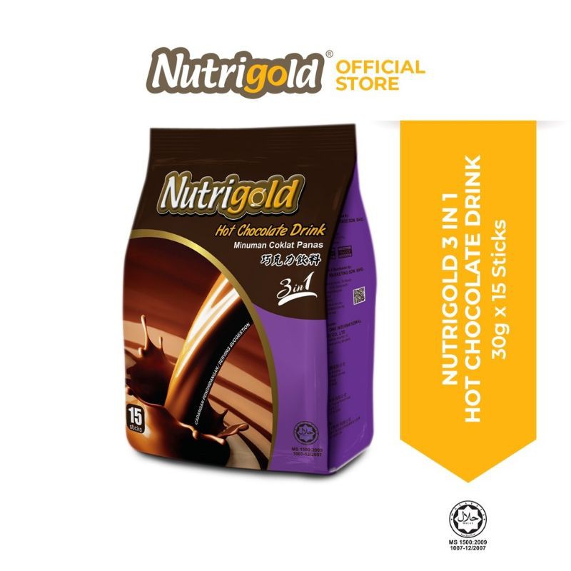 Nutrigold 3 in 1 Hot Chocolate Drink - 30g x 15 Sticks | Shopee Malaysia