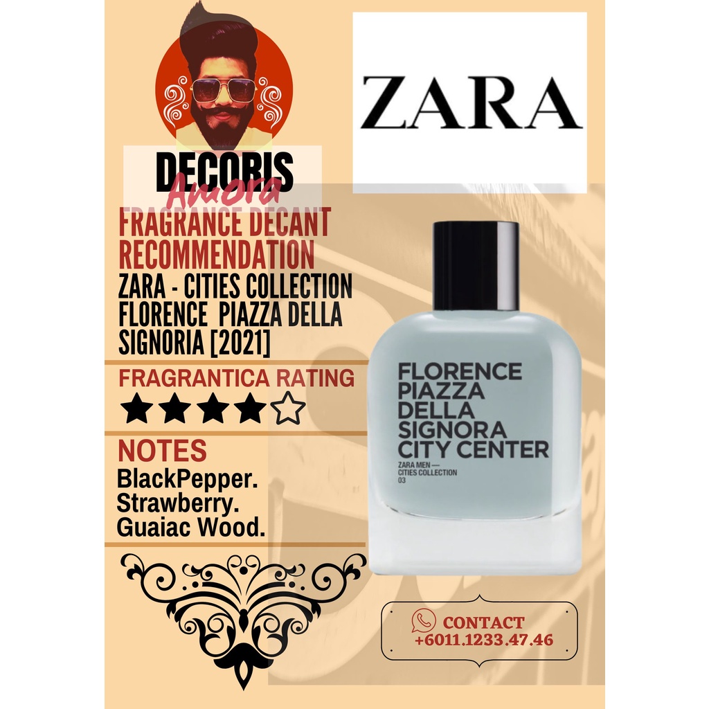Zara Cities Collection Florence Piazza Della Signora - Perfume Decant ...