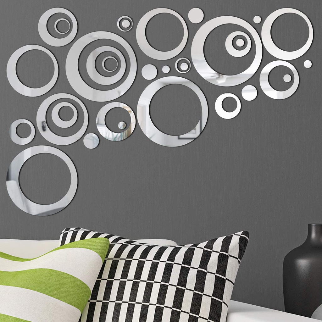24Pcs/lot DIY 3D Circles Mirror Wall Sticker /Acrylic Mirror Style ...