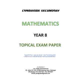 Cambridge Secondary Year 8 Mathematics 『Topical』 Exam Paper | Shopee ...