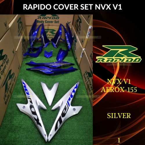 RAPIDO COVER SET NVX V1 AEROX 155 (1) BLUE SILVER (STICKER TANAM ...