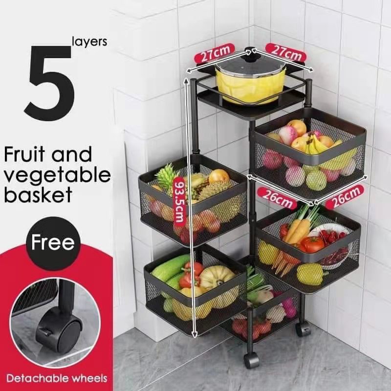 5 tier Kitchen Rack /Dapur Storage Rak/ Multifunctional Rotating Rak ...