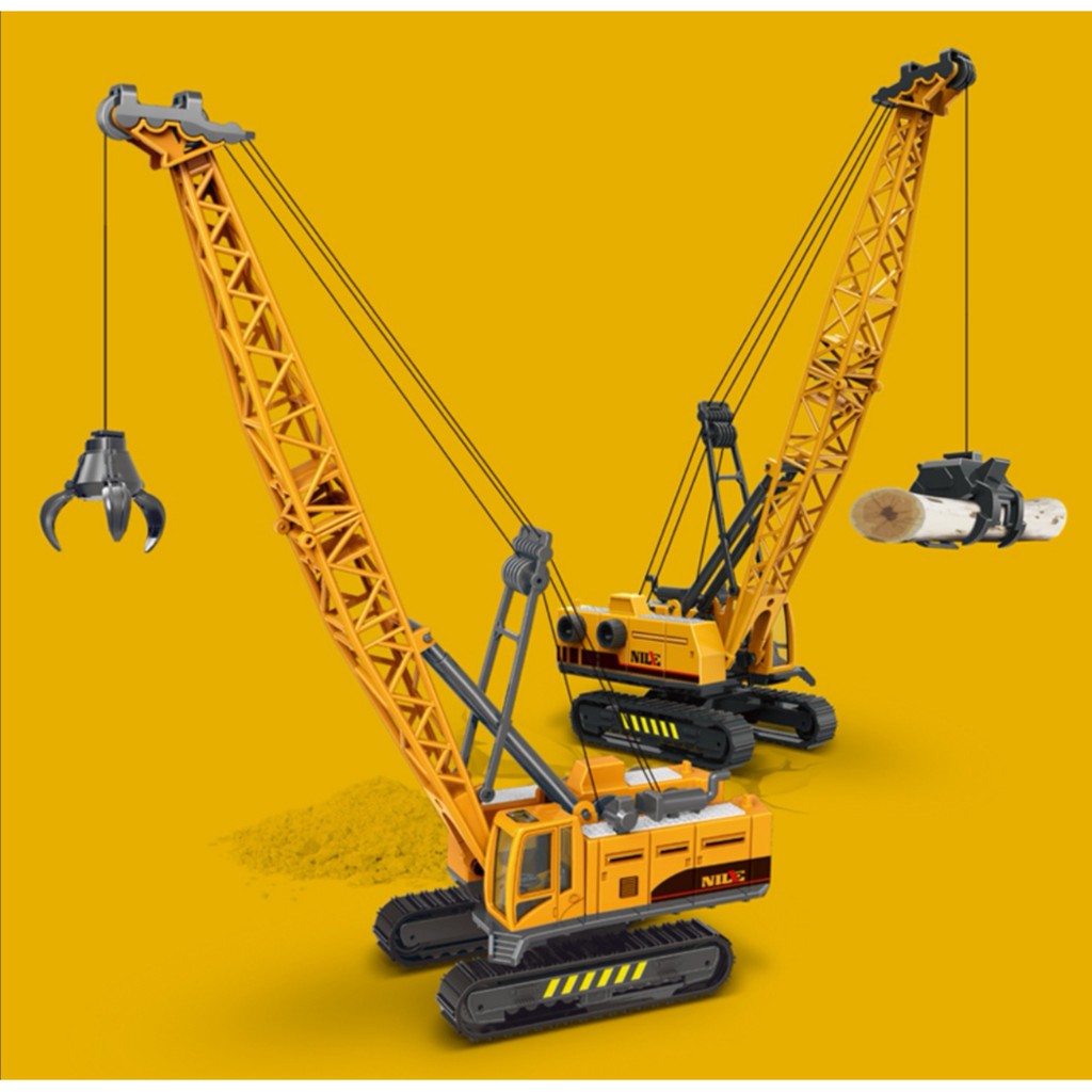 Construction Vehicle Toys Excavator Crane Truck Scale Model Play Set ...
