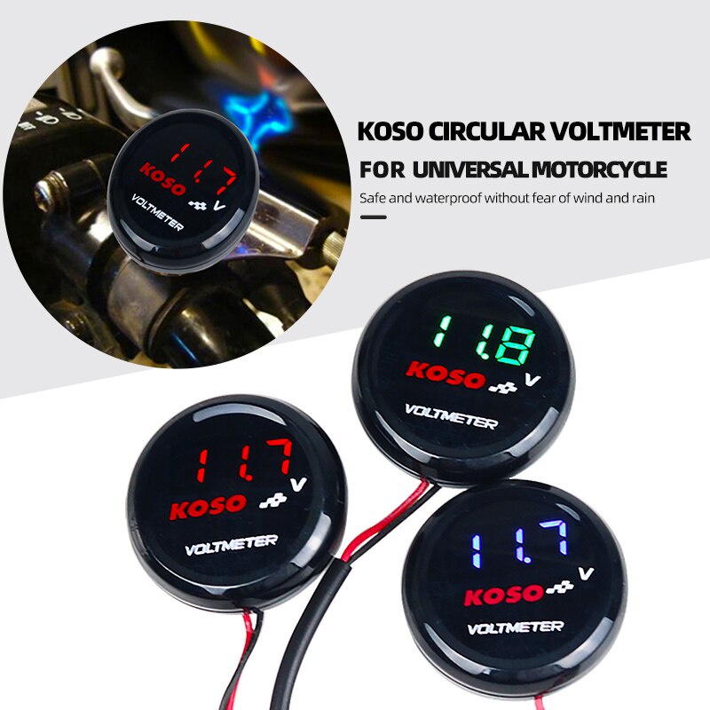 Universal KOSO Motorcycle Voltage Meter Round Mini Voltmeter Gauge ...