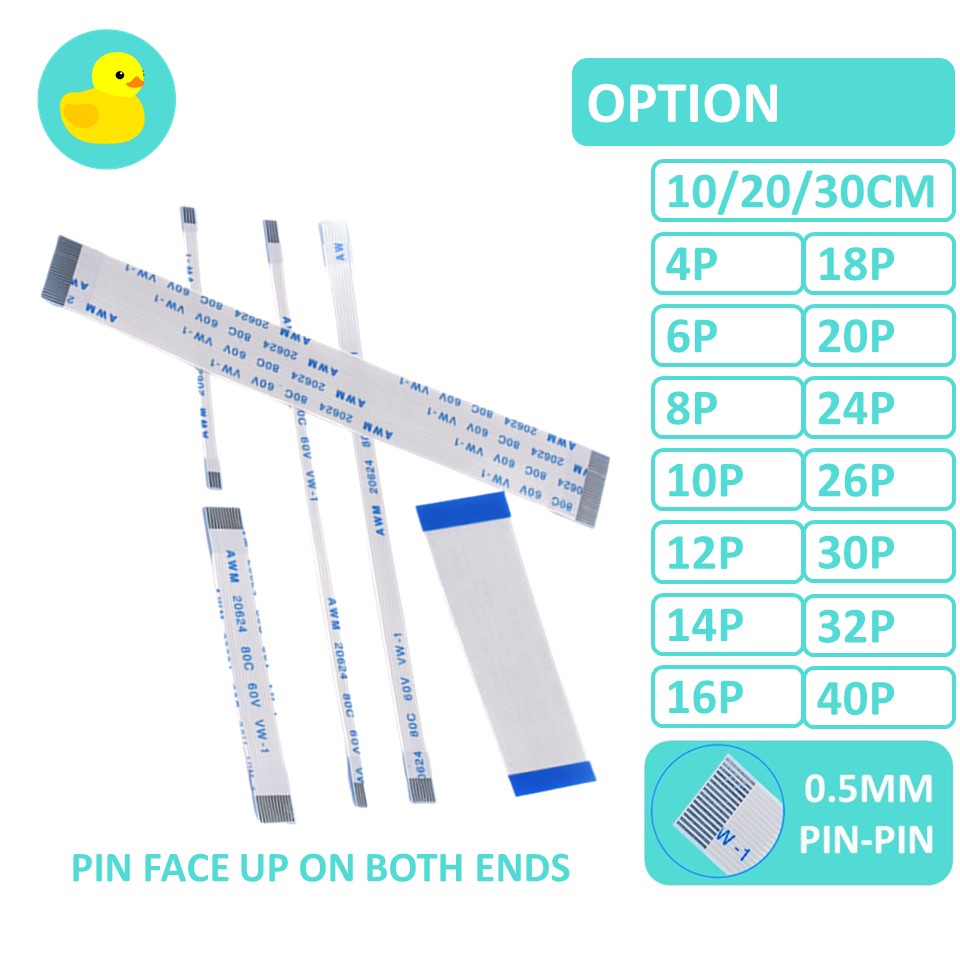 FFC FPC Flexible Flat Cable 0.5mm Pitch Same Contact Side 10-30cm 4P ...