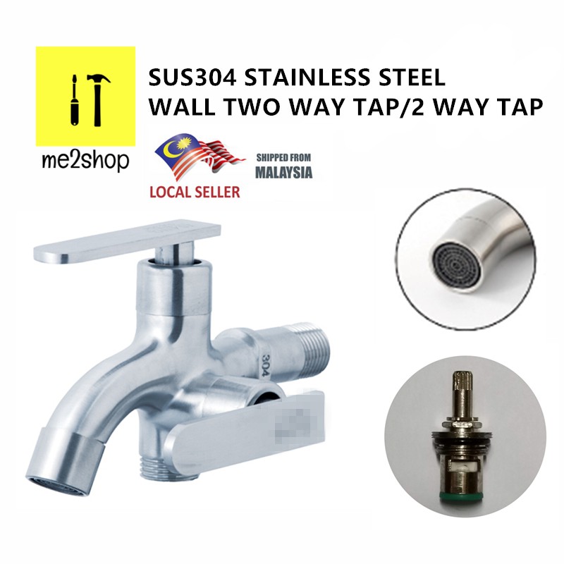 SUS304 STAINLESS STEEL WALL TWO WAY TAP/2 WAY TAP | Shopee Malaysia