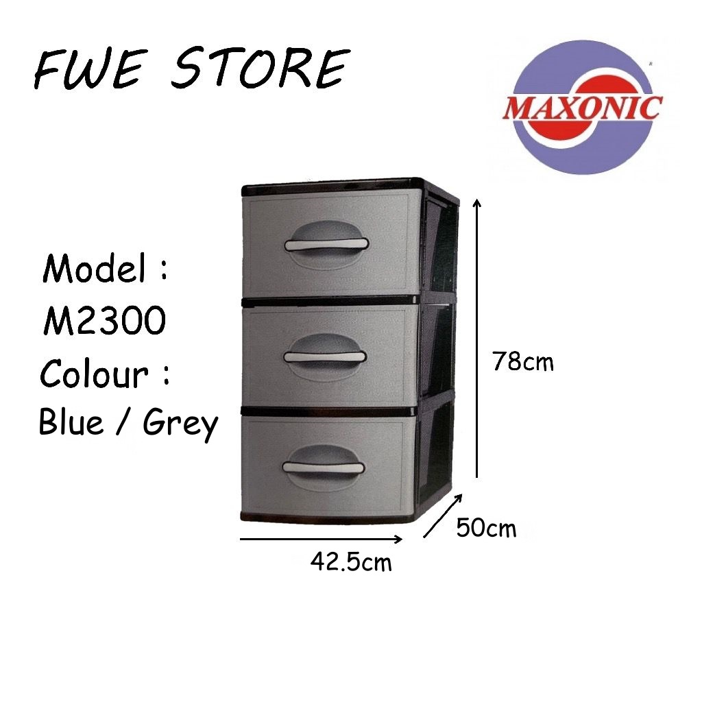 Maxonic 3 Tier Plastic Drawer / Cabinet / Storage Cabinet M2300 (Random ...