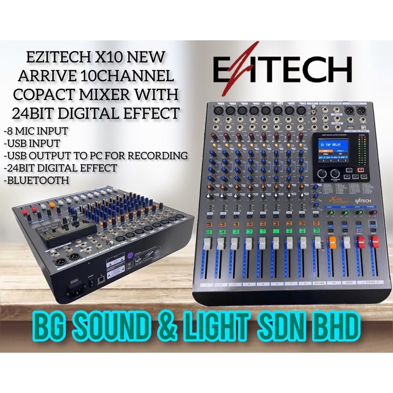 EZITECH X10 NEW ARRIVE 10CHANNEL COPACT MIXER WITH 24BIT DIGITAL EFFECT ...