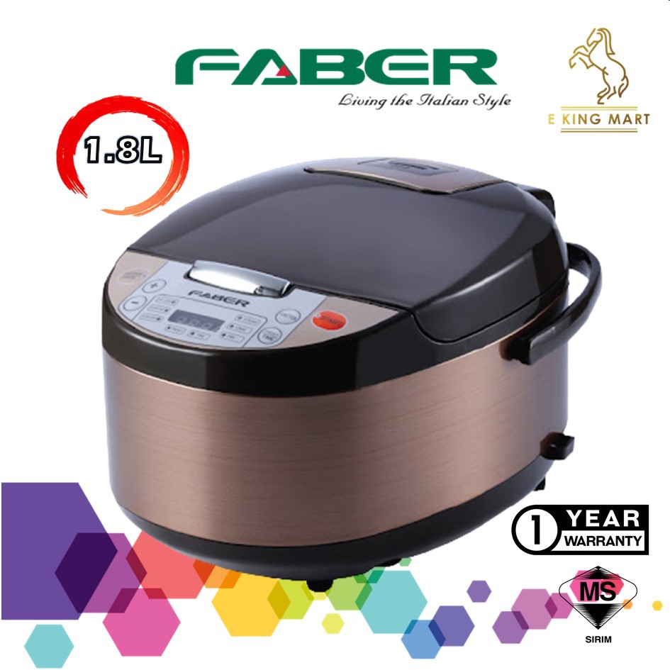 Faber 1.8L Digital Rice Cooker RISO 18 Rice Cooking Bake Cake Fry Fast ...