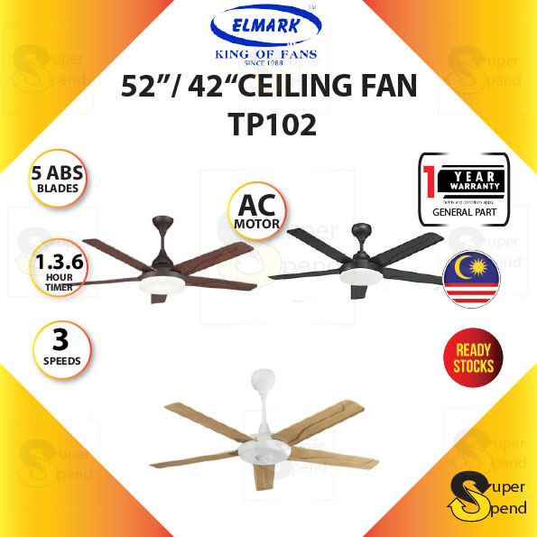 [ 52" / 42" ] Elmark Ceiling Fan TP102 TP-102 with Remote Control 3 ...