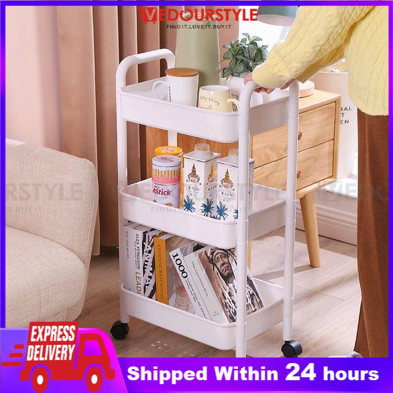 Vedourstyle Trolley Rack 3 Tier Multifunction Storage Office Shelves ...