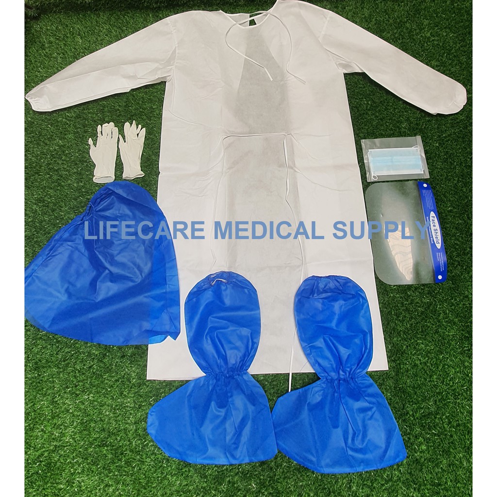 LIFECARE PPE SET ISOLATION GOWN, FACE MASK, FACE SHIELD, BOOT COVER ...