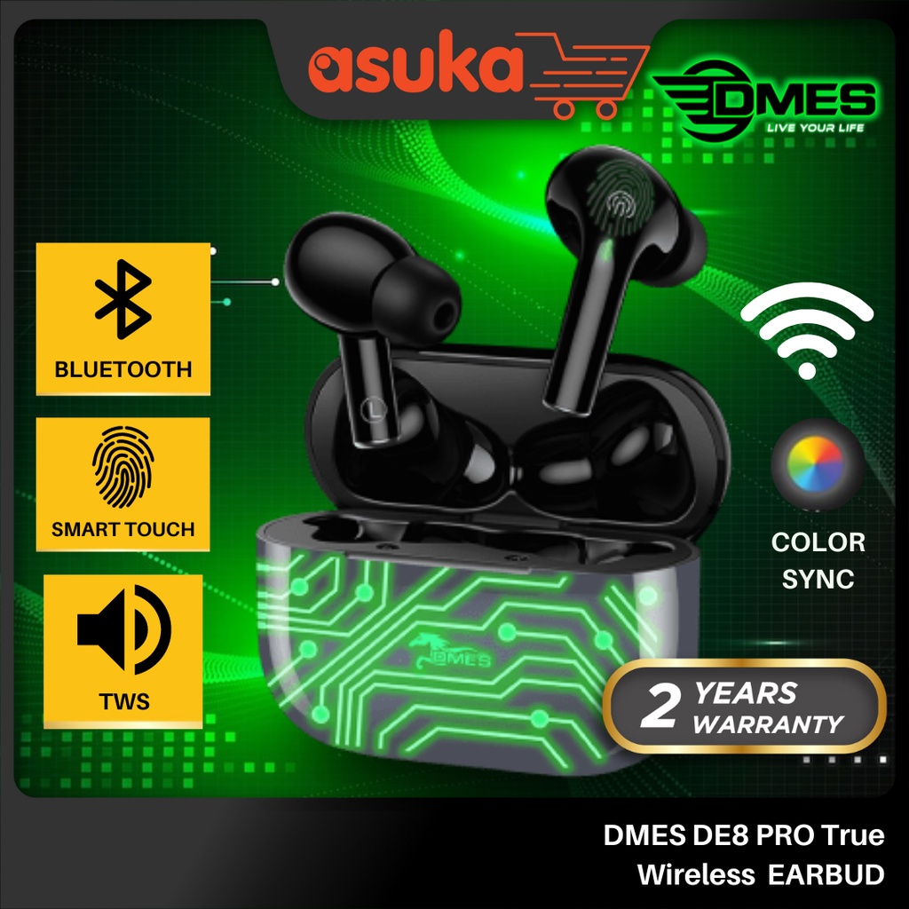DMES DE8 PRO True Wireless Stereo Bluetooth 5.1 IPX6 LED Smart Touch ...