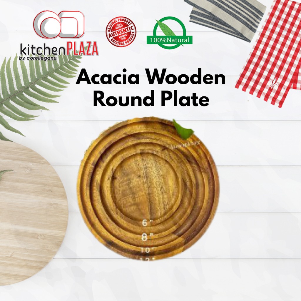 [Ready Stock] Acacia Round Wooden Plate/pinggan kayu acacia/pinggan ...