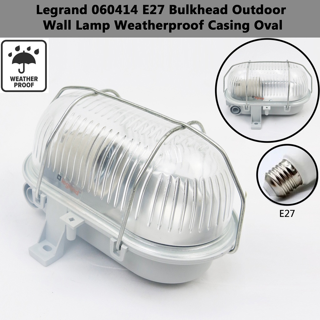 Legrand 060414 E27 IP44 Bulkhead Outdoor Wall Lamp Weatherproof Casing ...
