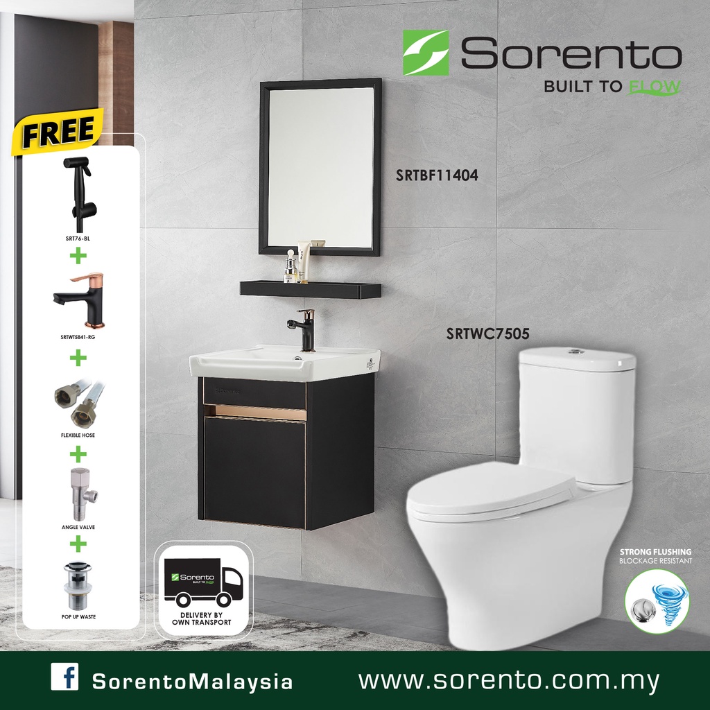 SORENTO WC + CABINET COMBO SET / SET KABINET / Two Piece wc Water ...