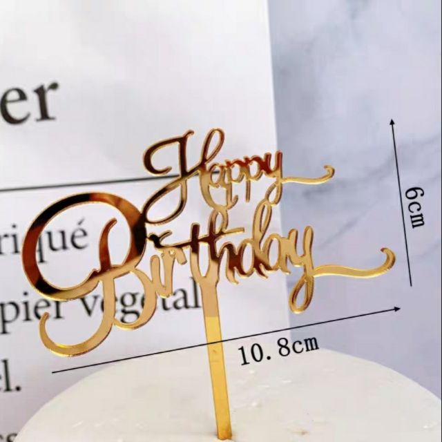 Cursive Happy Birthday Acrylic Cake Topper Baking Dessert Decoration ...