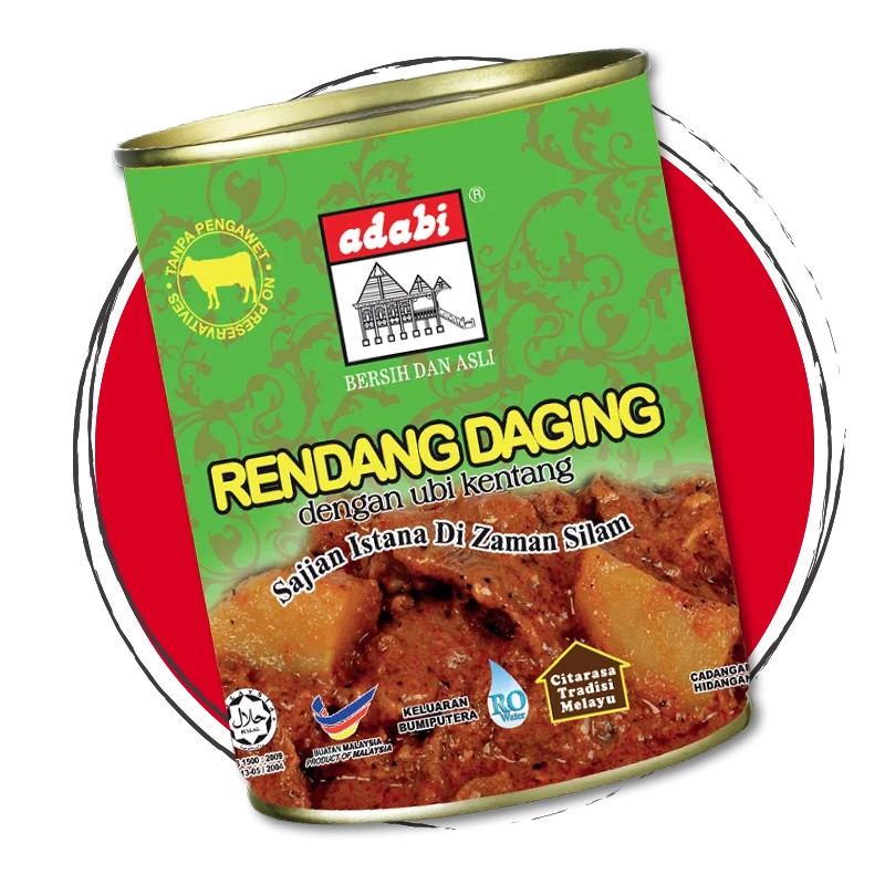 🐄 [READY STOCK] ADABI RENDANG DAGING DENGAN UBI KENTANG DALAM TIN (280g ...