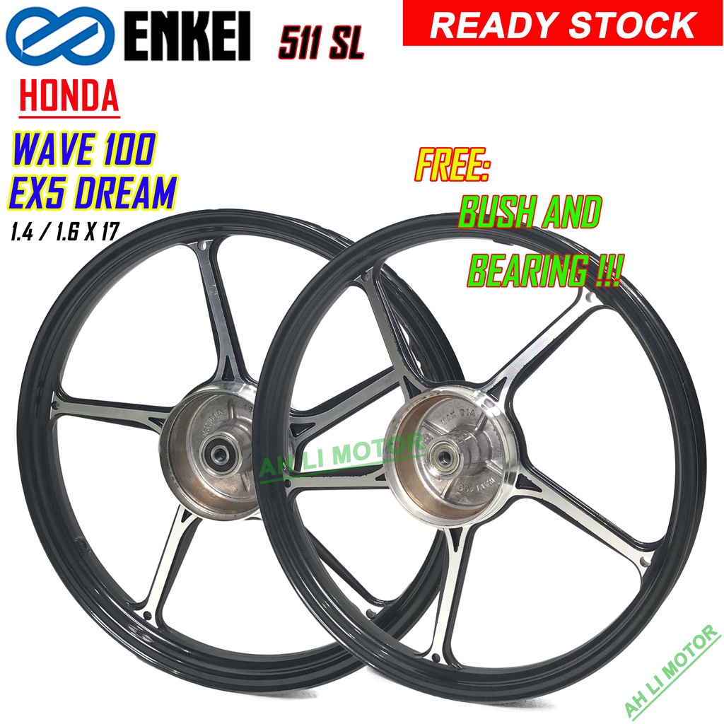 ENKEI 511 SL WAVE 100/ EX5 DREAM SPORT RIM HONDA WAVE 100 BLACK PNP ...