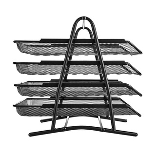 4 Tier File Document Letter Paper Tray Collection File Desk Organizer ...