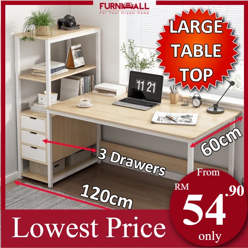 Furnimall 120CM Office Table Computer Laptop Desk Study Table /Meja ...