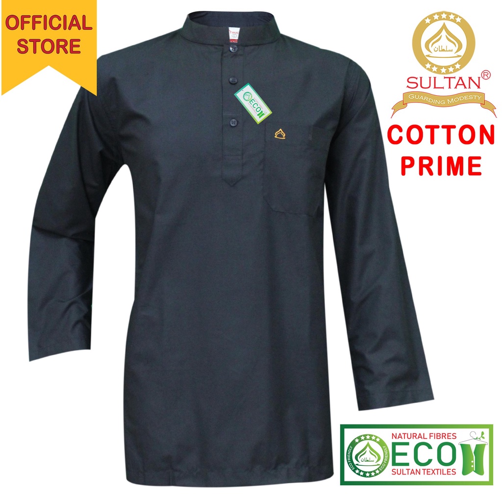 SULTAN KURTA - COTTON PRIME - COLLAR FULL SLEEVES - BLACK | Shopee Malaysia