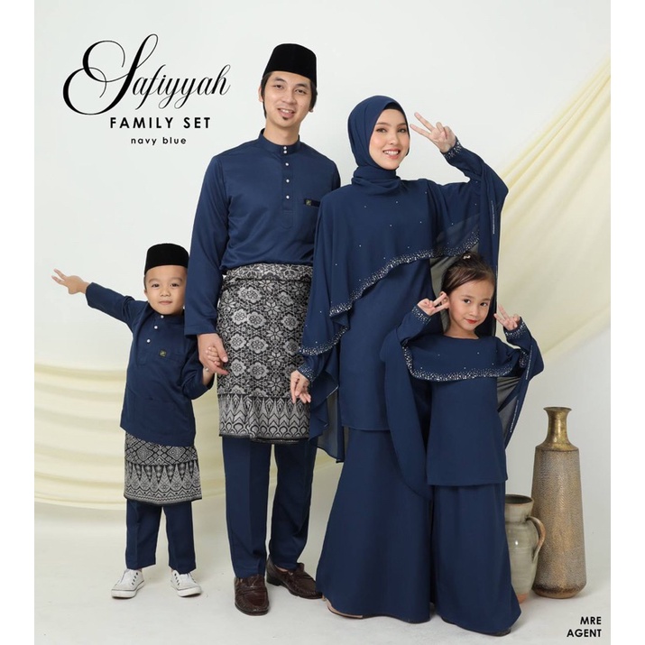SET FAMILY WARNA NAVY BLUE | BAJU KURUNG MODEN SAFIYYAH | BAJU RAYA ...