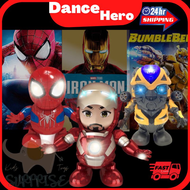 DANCE HERO IRON MAN BUMBLEBEE SPIDER MAN ACTION FIGURE TOY Mainan Budak ...
