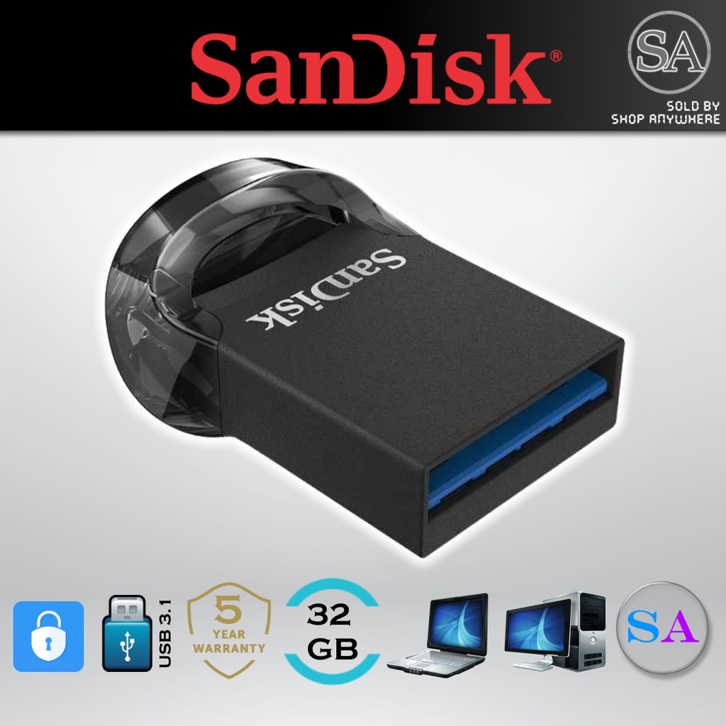 SanDisk 32GB CZ430 Ultra Fit USB 3.1 Flash Drive SDCZ430-032G-G46 ...