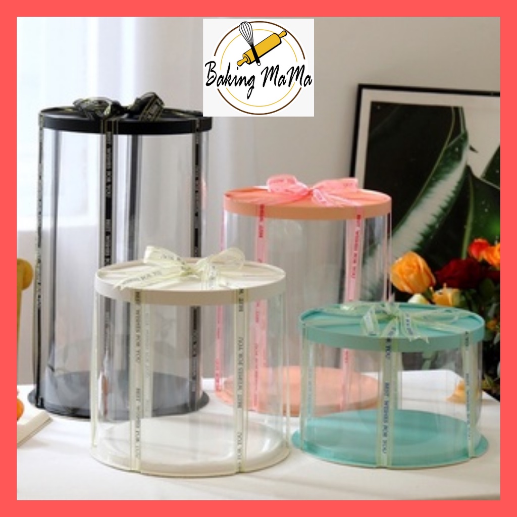 Round transparent cake box single/double/ three/ layer cake box with ...