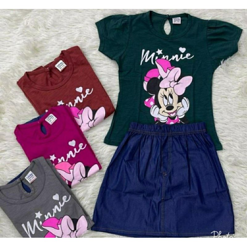 Set baju dan skirt budak perempuan Minnie Mouse murah | Shopee Malaysia