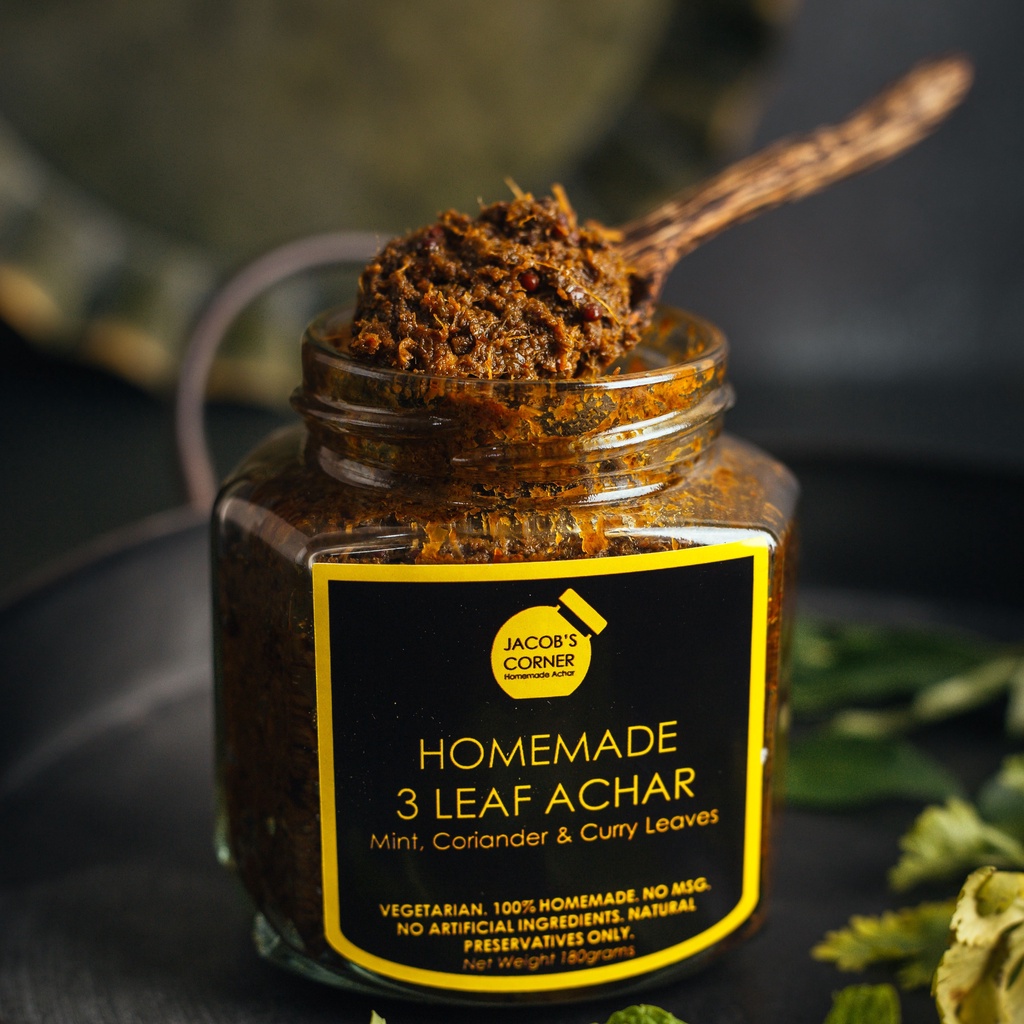 Homemade 3 Leaf Achar | Jacob's Corner Achars | Pudina, Daun Kari, Daun ...