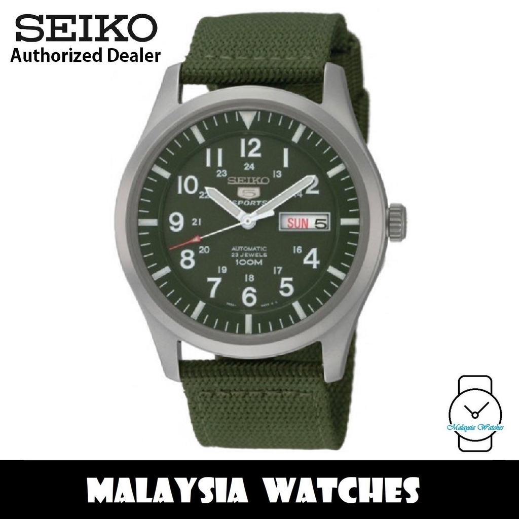 Seiko 5 Sports SNZG09K1 Automatic See-thru Back Case Military Green ...