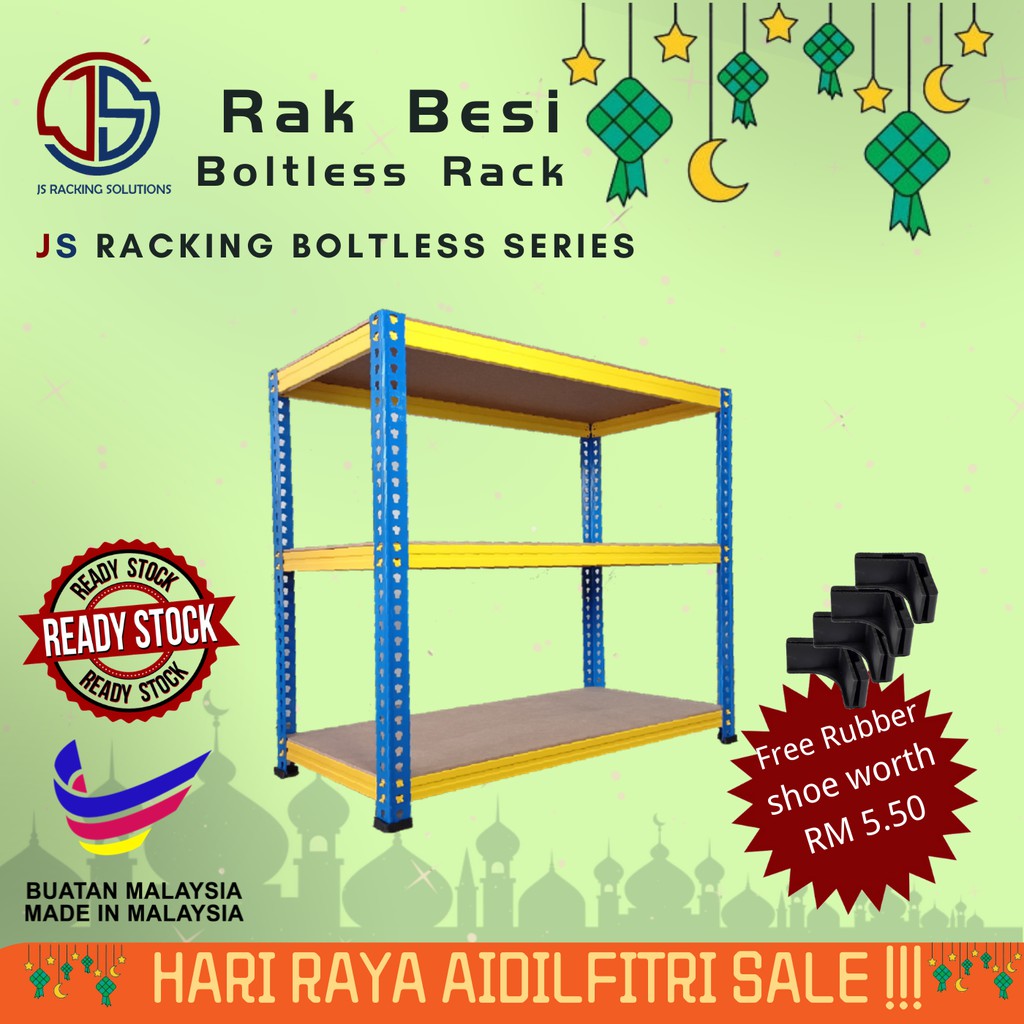 1.5 ft x 4 ft x 3 ft boltless 3 tingkat /rak/铁架/架子/rak besi/metal rack ...