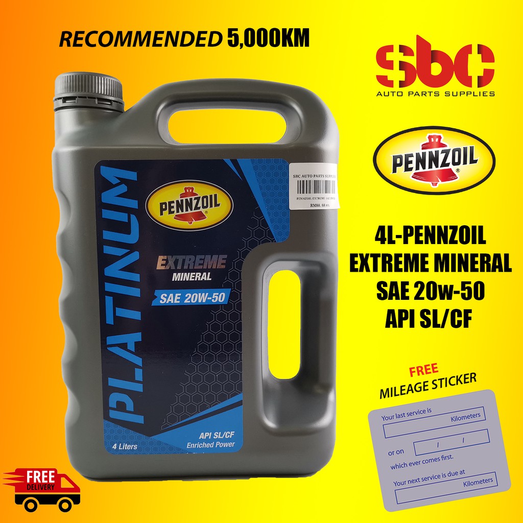 Pennzoil Platinum Extreme Mineral 20W50 API SL/CF | Shopee Malaysia