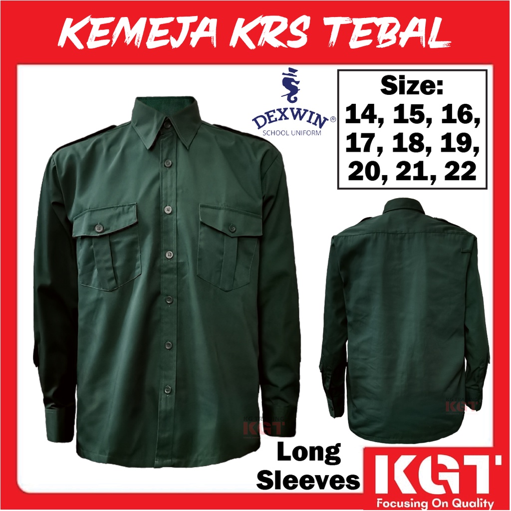 UNIFORM BAJU KEMEJA KADET REMAJA SEKOLAH LENGAN PANJANG KAIN TEBAL ...