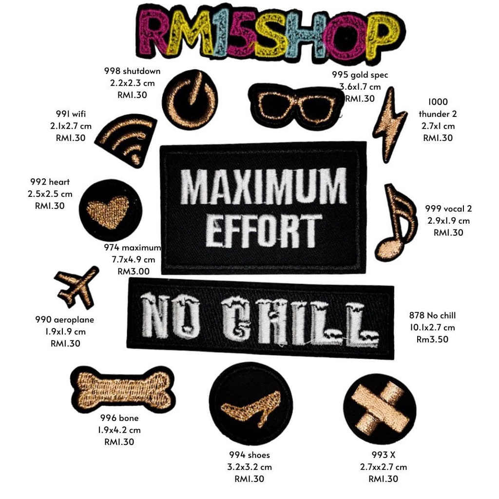 Iron On Patches Embroidery Design Black Gold Theme Bold Sign Spec Wifi ...