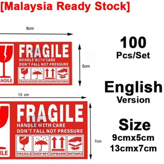 Label Amaran Pelekat Kuat | 100 pcs Fragile Sticker Fragile Label ...