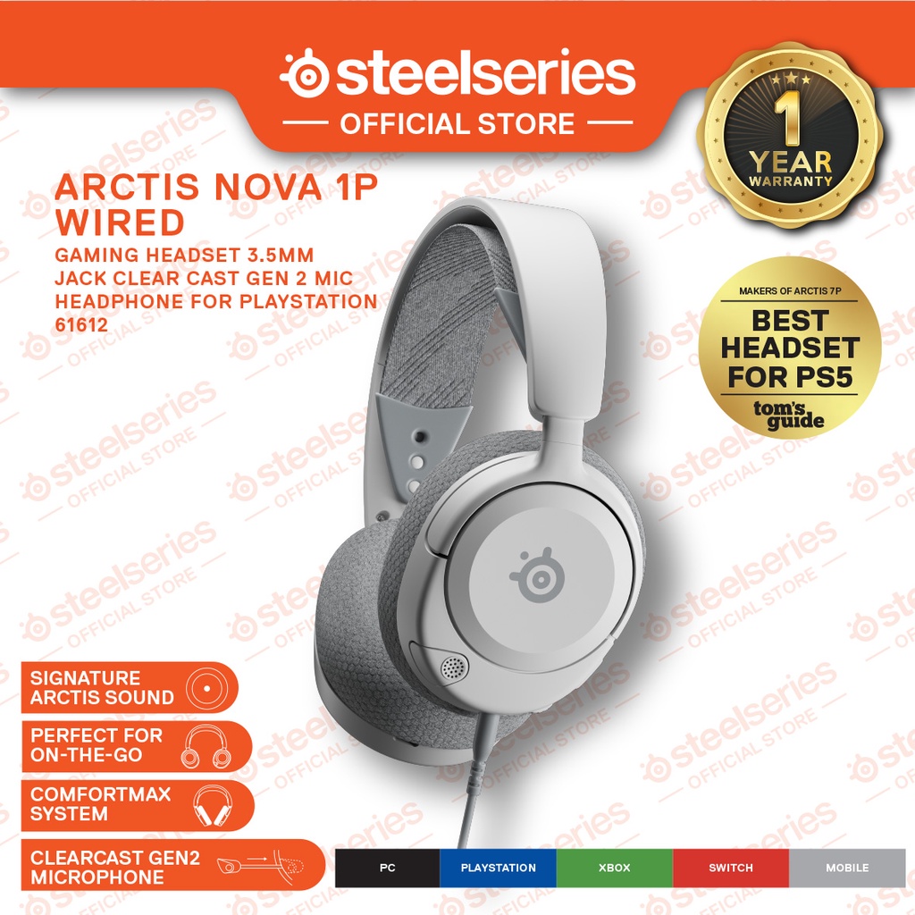 SteelSeries Arctis Nova 1P Wired Gaming Headset 3.5mm Jack ClearCast ...