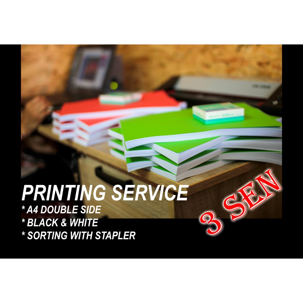 Printing Service A4 Double Side Black & White With Stapling | Shopee ...