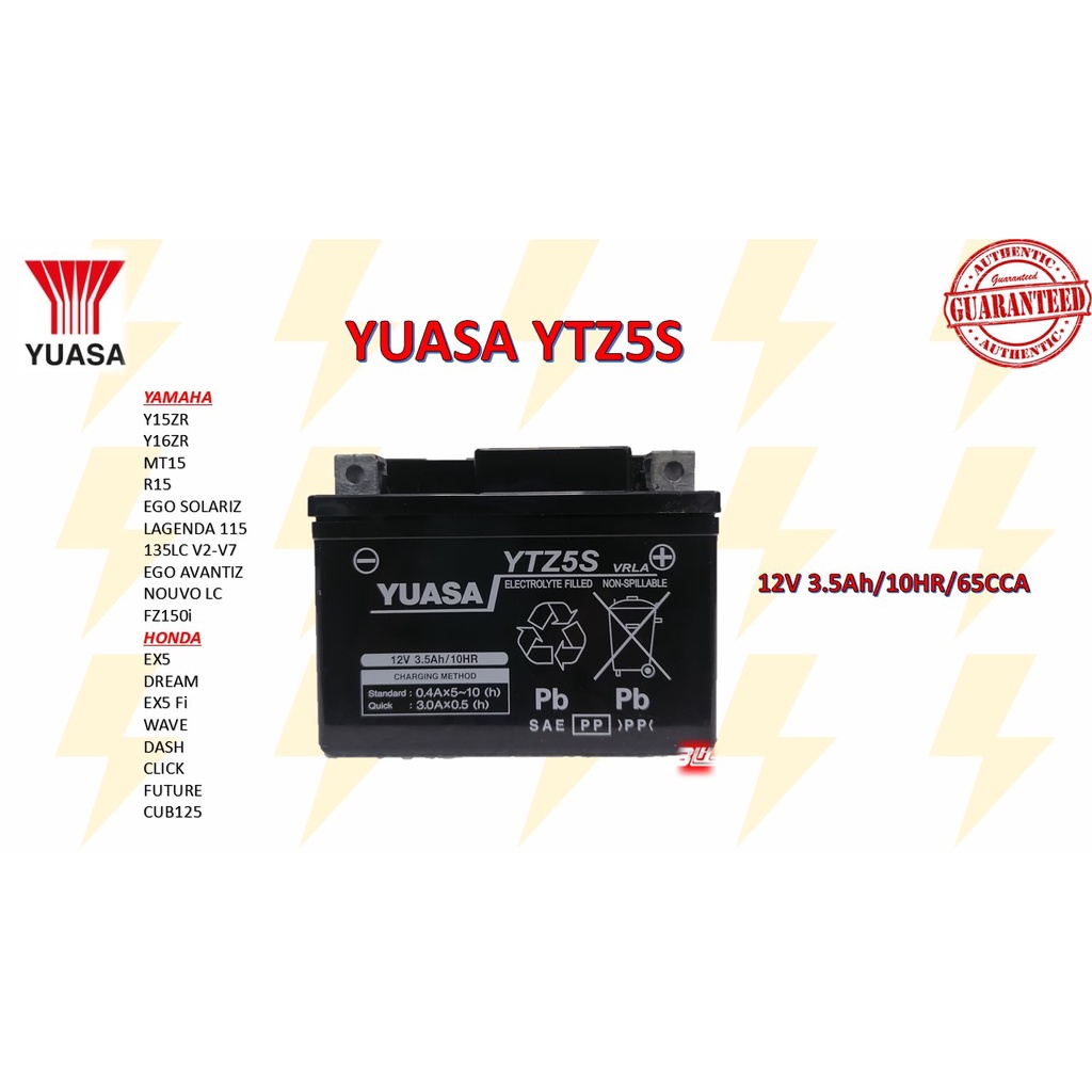 100%ORI} YUASA YTZ5S Battery Jaminan 3Bulan LC135 Y16 Y15 R15 MT15 Dash ...