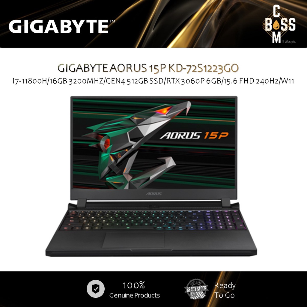 *ORIGINAL* GIGABYTE AORUS 15P KD-72S1223GO (I7-11800H/16GB 3200MHZ/GEN4 ...