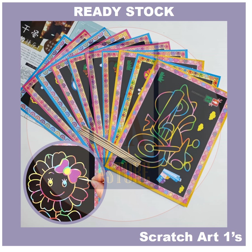 Colourful Scratch Art Card Diy Party Gift Card DIY Children Fun Art Kid ...
