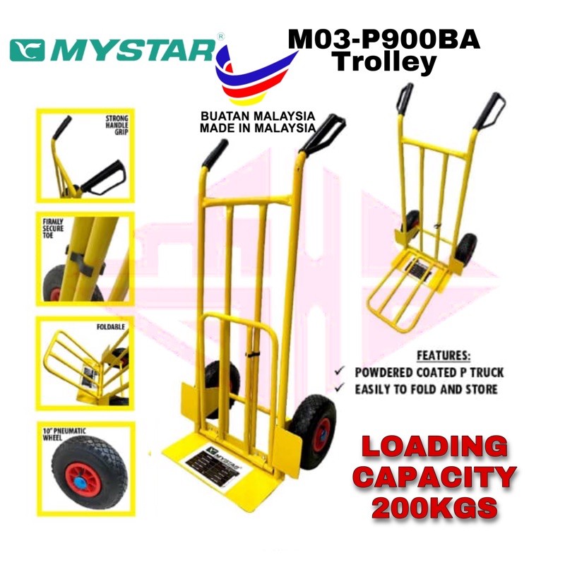 MYSTAR 2 WHEEL HAND TROLLEY M03-P900BA RODA TROLI TANGAN | Shopee Malaysia