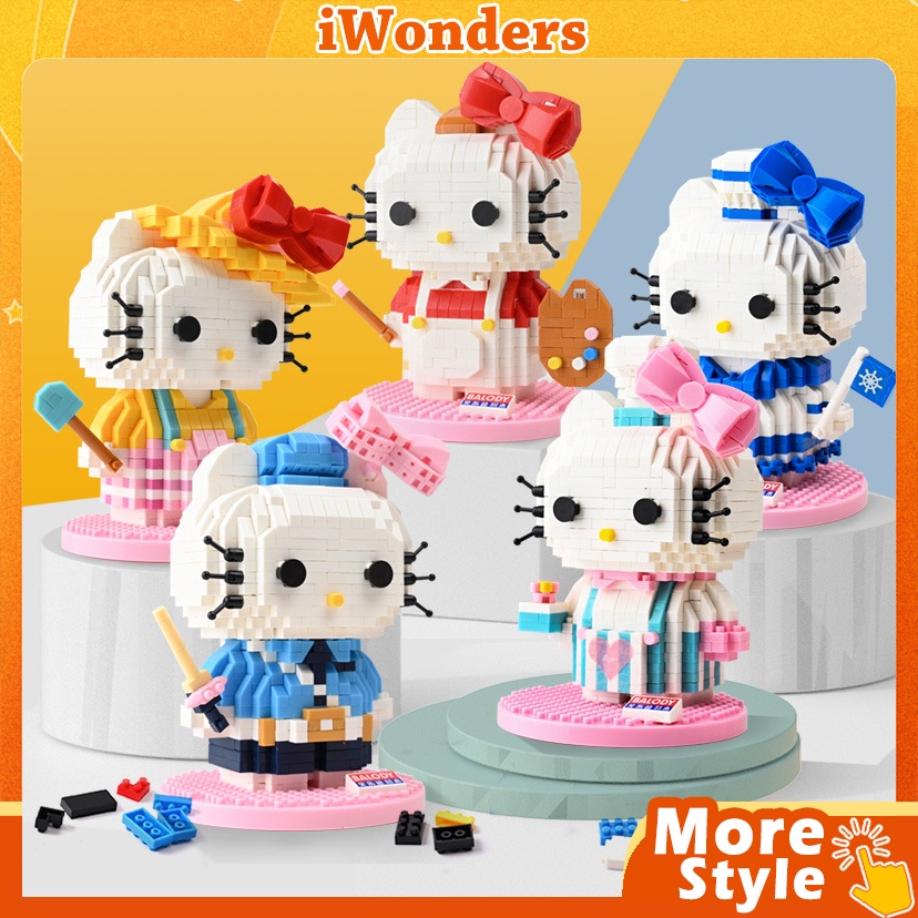 Nano Blocks Hello Kitty Anime Cosplay Building Blocks Painter DIY ...
