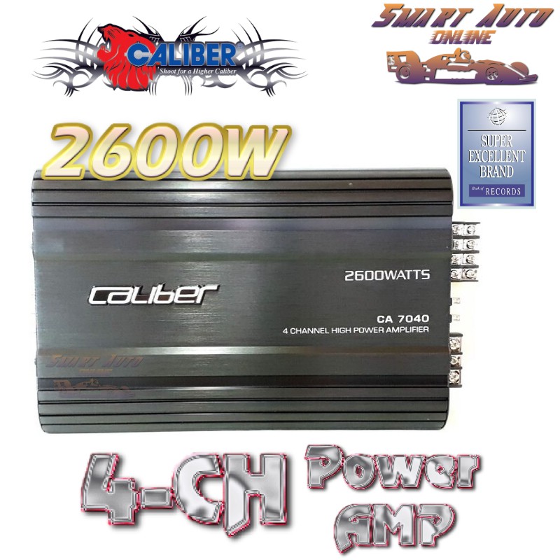 CALIBER CA-7040 4 Channel High Performance Car Power AMP 2600Watts ...
